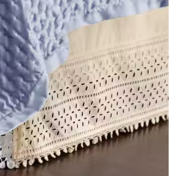 Bedding | Cotton Eyelet Embroidered Tassels White Bedskirt | Poshmark